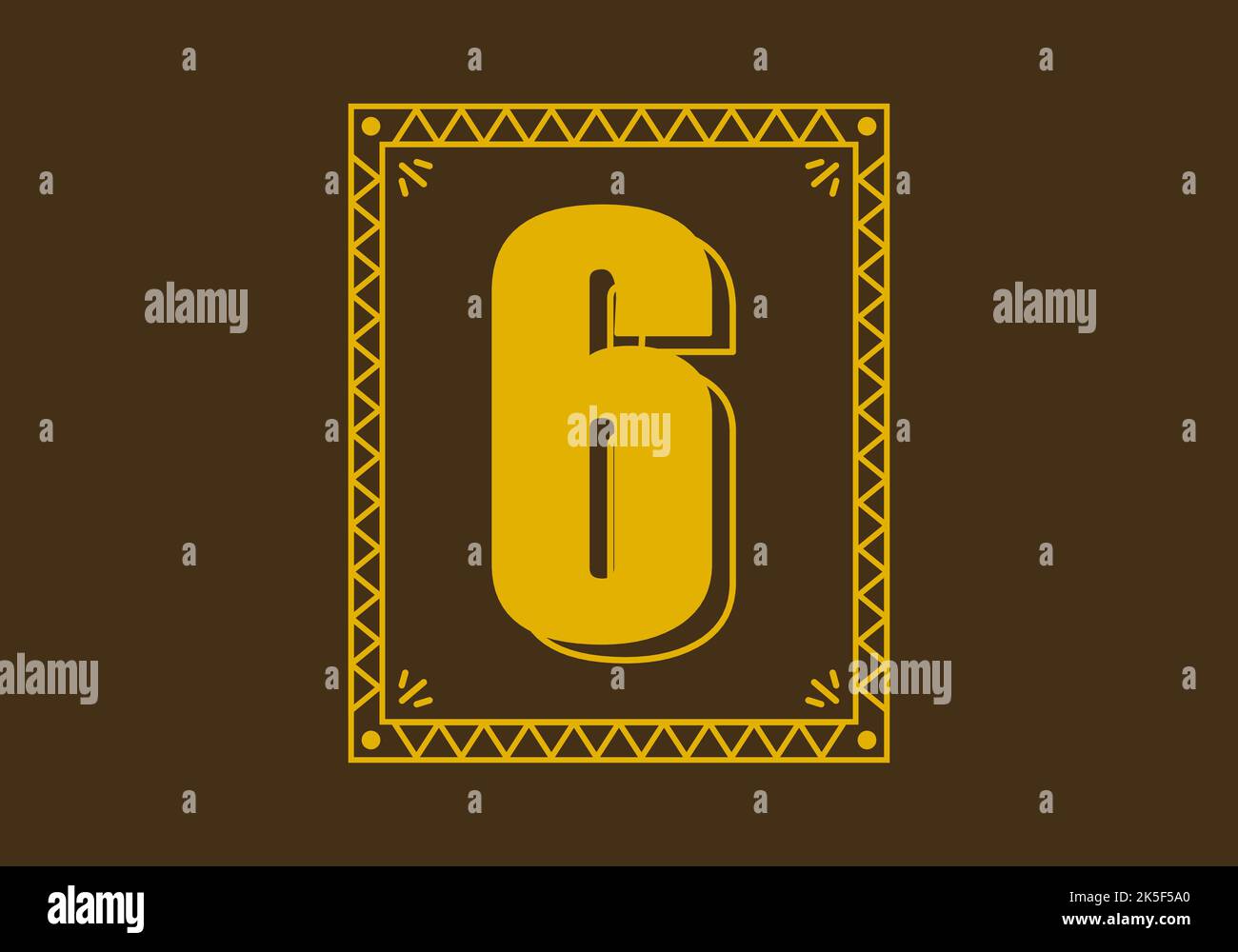 Number 6 in retro rectangle frame design Stock Vector Image & Art - Alamy