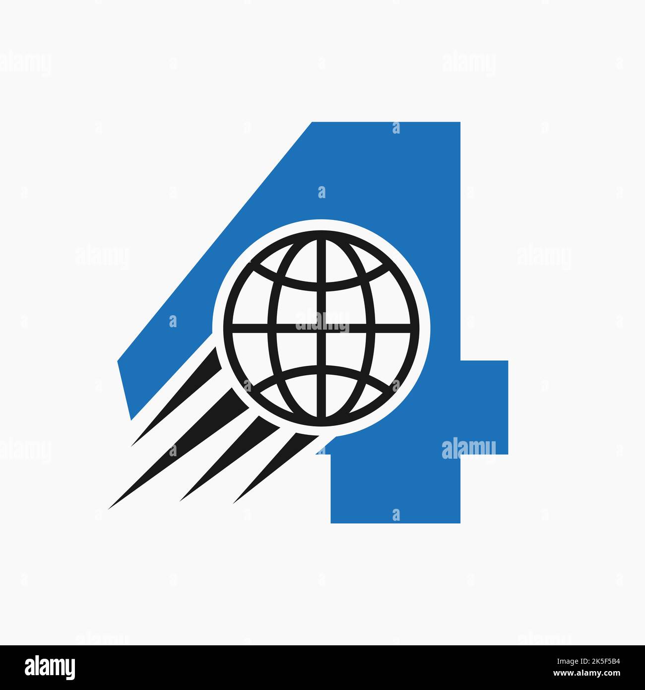 Letter 4 Global Logo Concept With Moving World Icon. Global Logotype ...