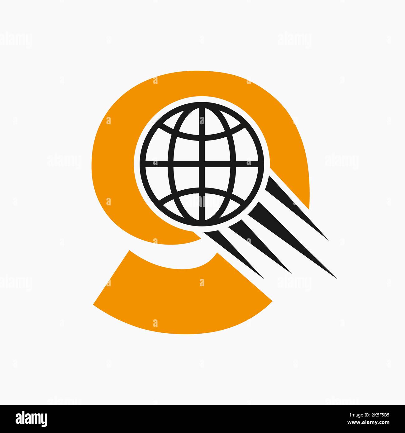 Letter 9 Global Logo Concept With Moving World Icon. Global Logotype ...