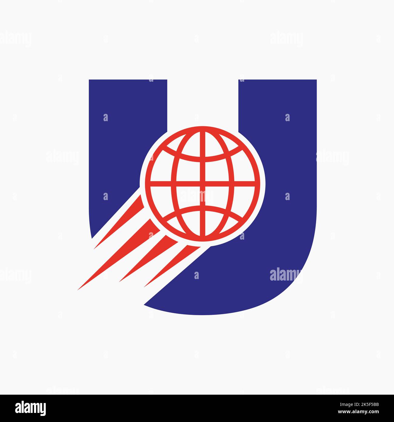 Letter U Global Logo Concept With Moving World Icon. Global Logotype ...