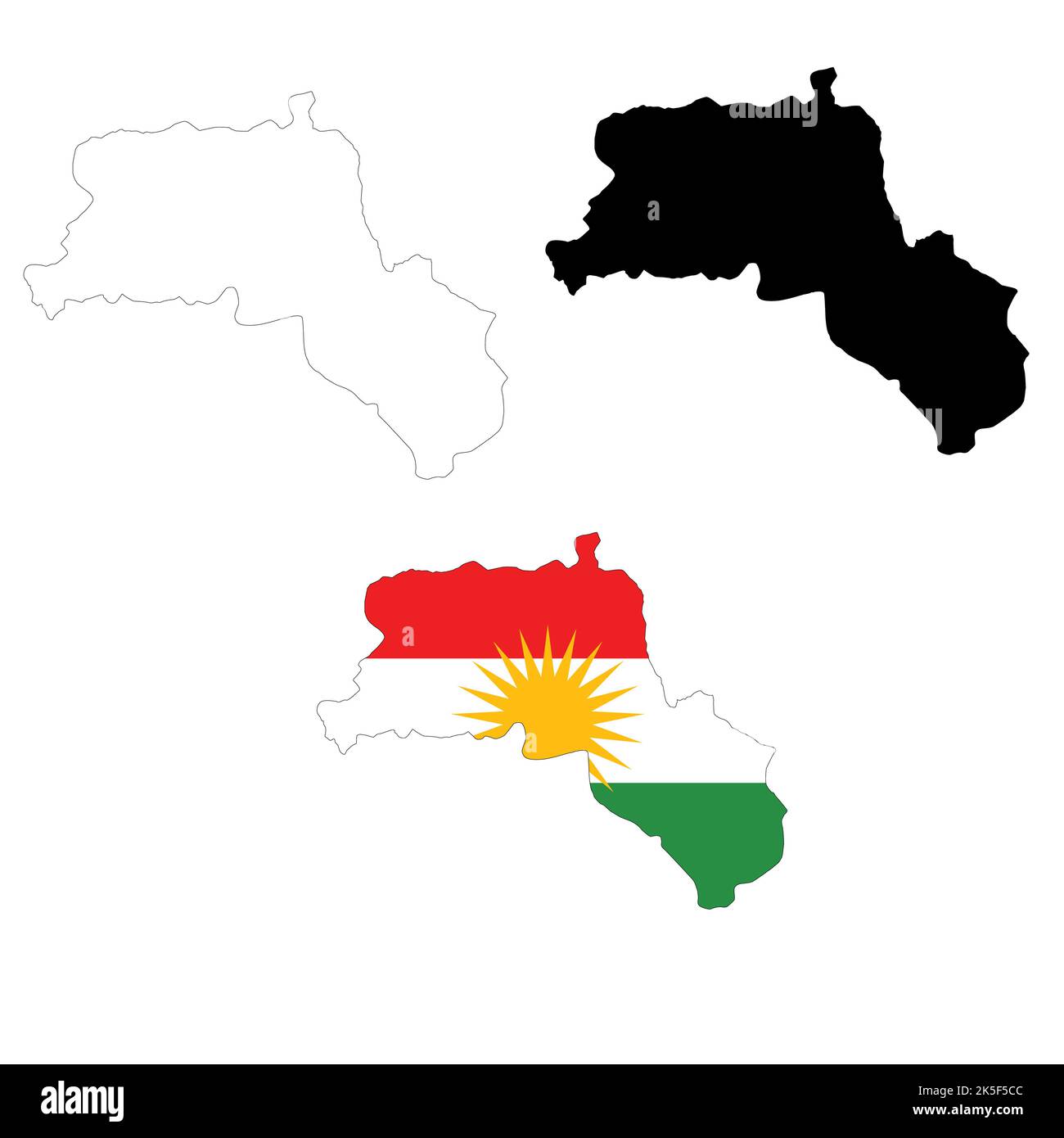 Map of Kurdistan. Flag of Kurdistan maps territory. Outline map ...