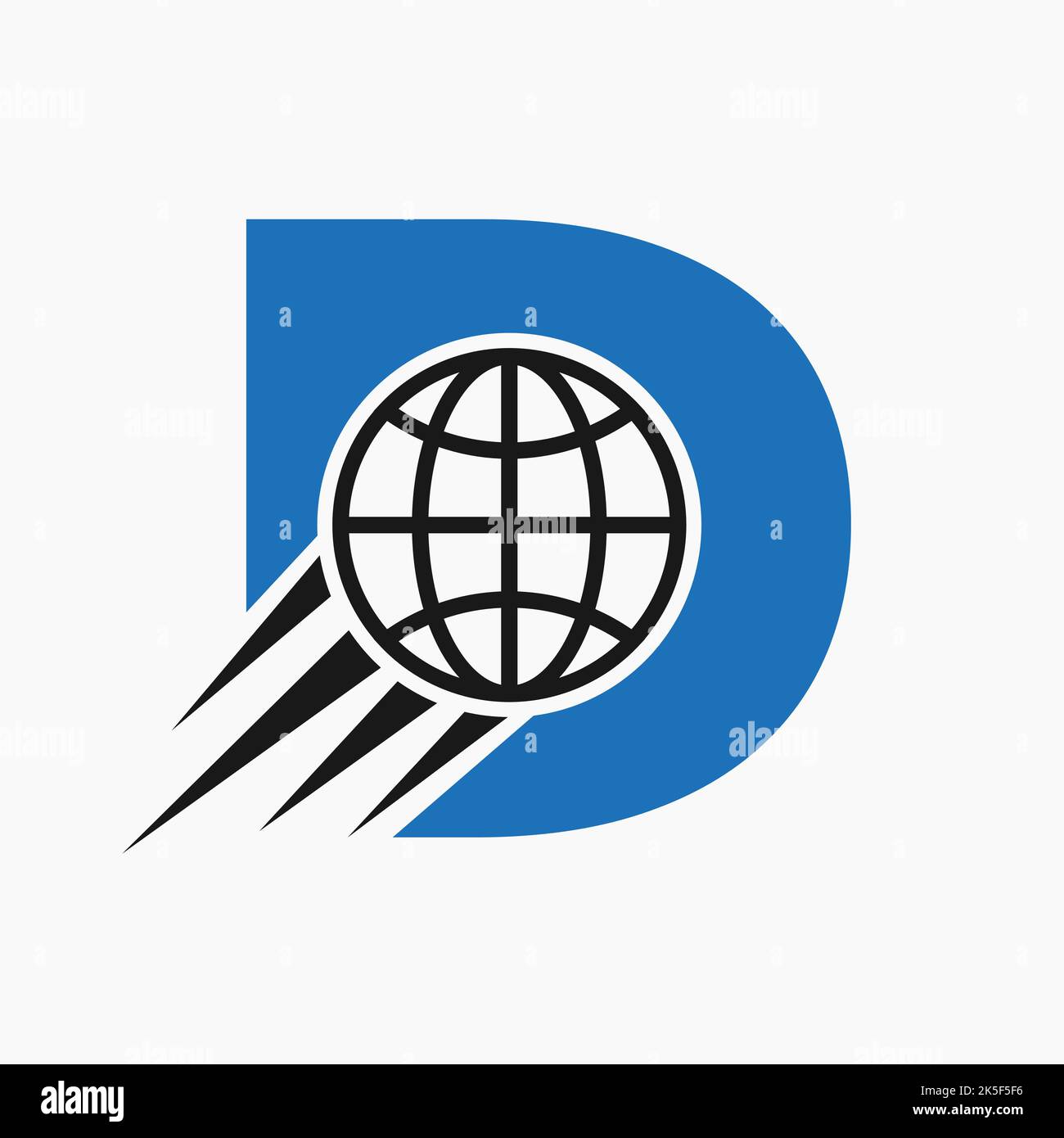 Letter D Global Logo Concept With Moving World Icon. Global Logotype ...