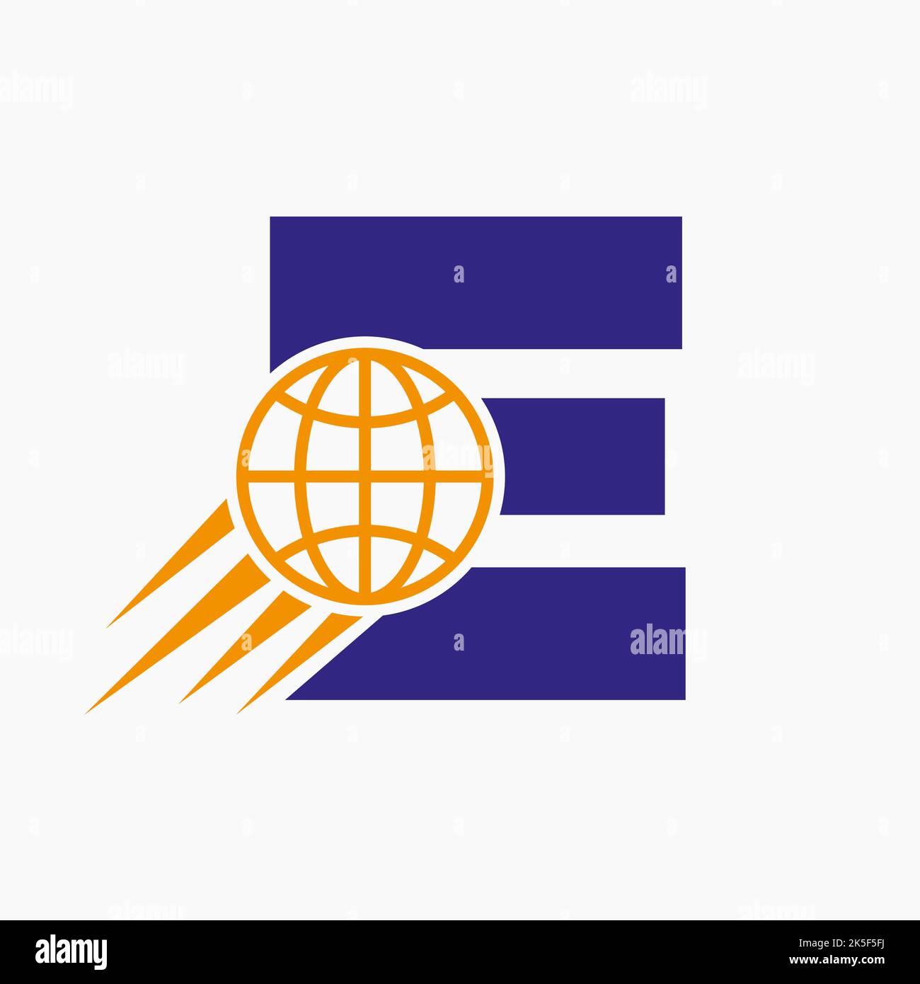 Letter E Global Logo Concept With Moving World Icon. Global Logotype ...