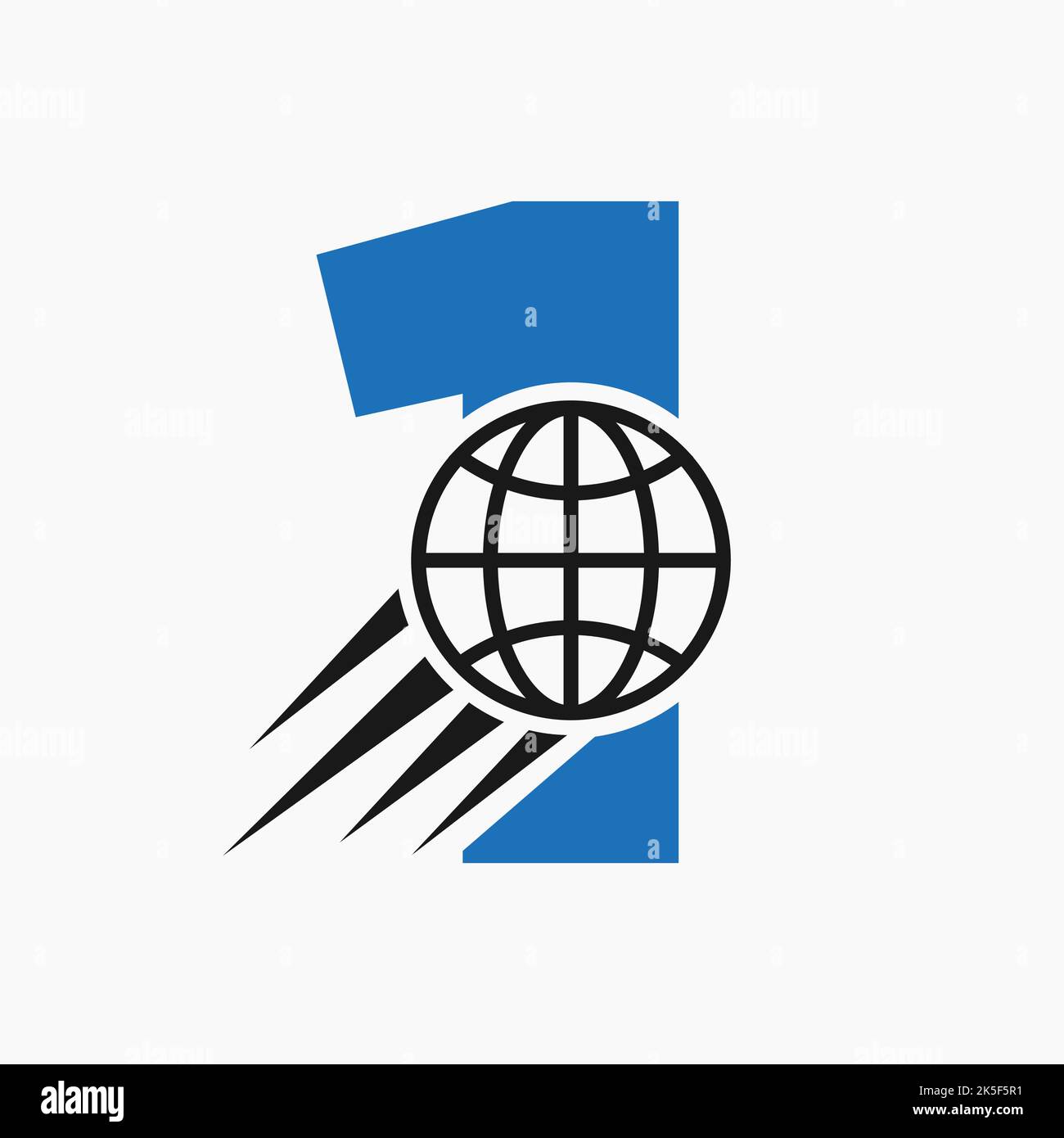 Letter 1 Global Logo Concept With Moving World Icon. Global Logotype ...