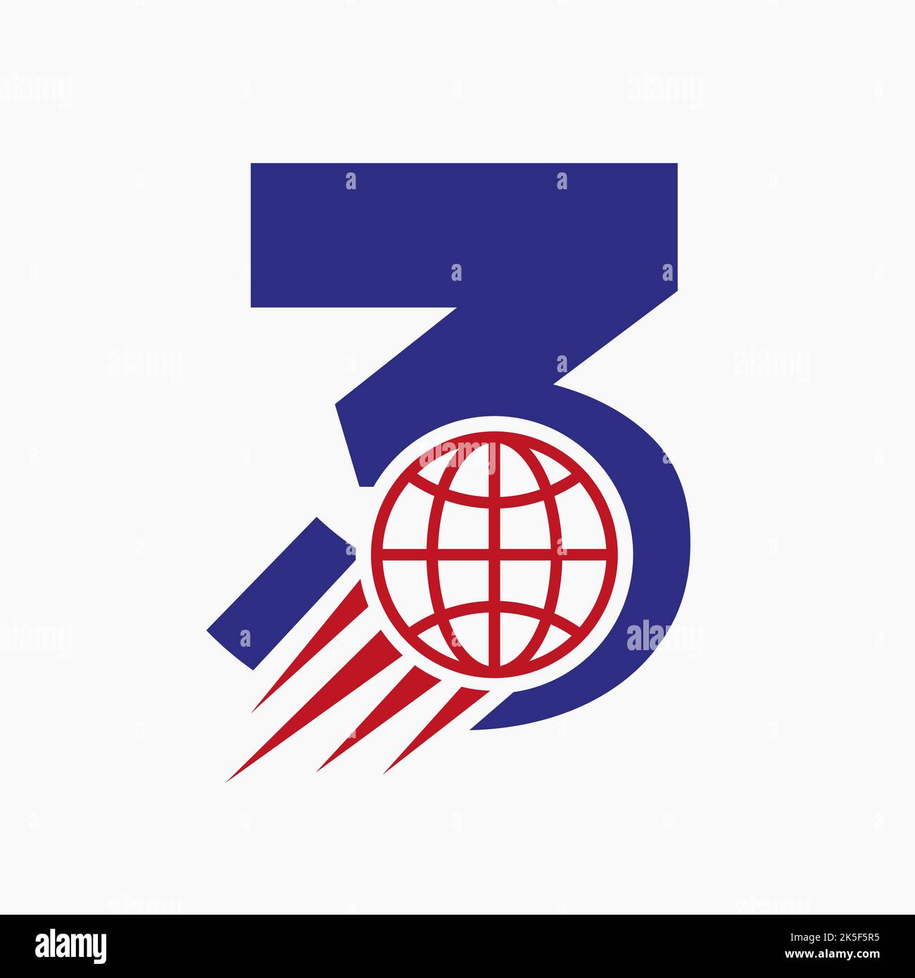 Letter 3 Global Logo Concept With Moving World Icon. Global Logotype ...