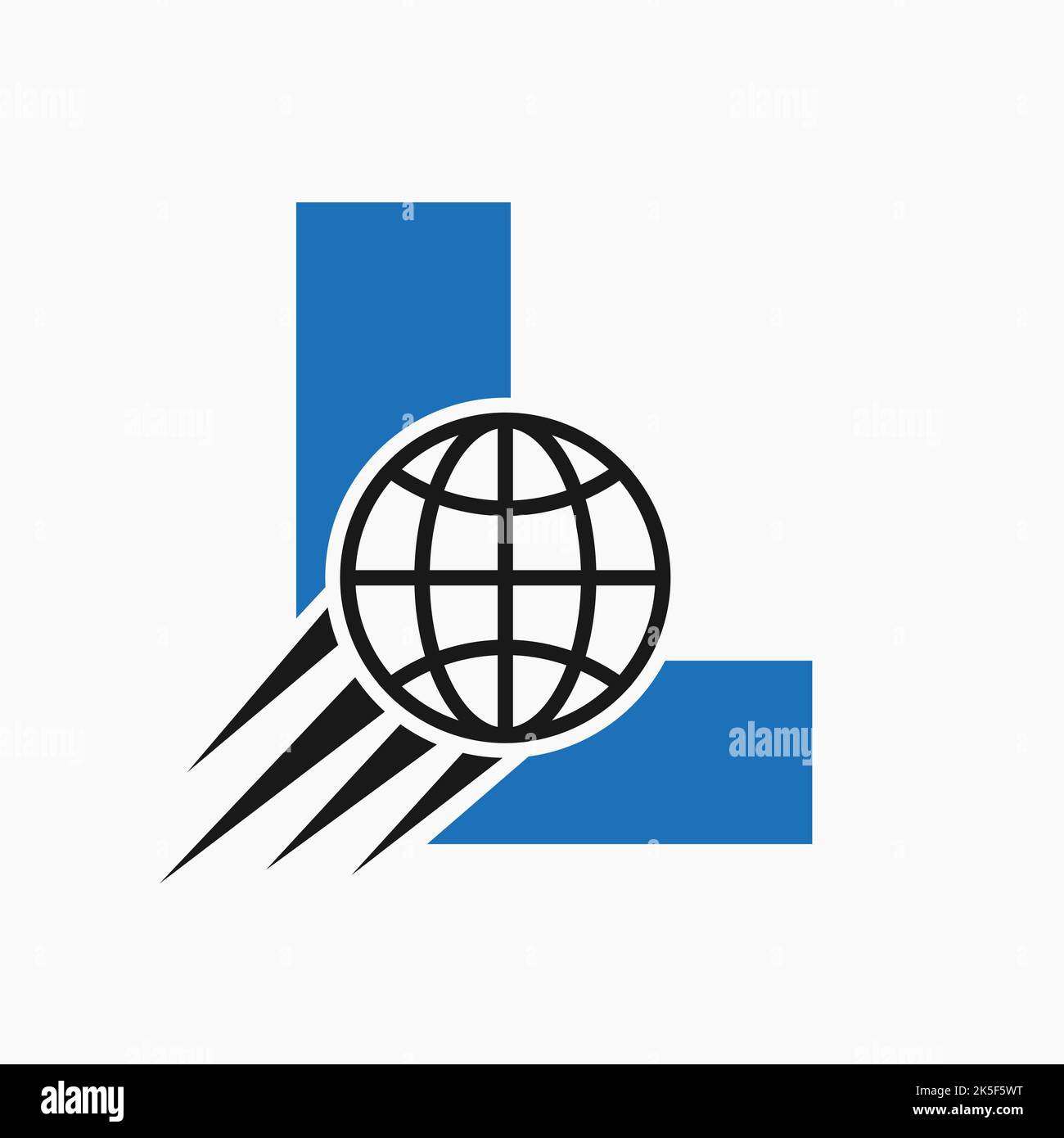 Letter L Global Logo Concept With Moving World Icon. Global Logotype ...