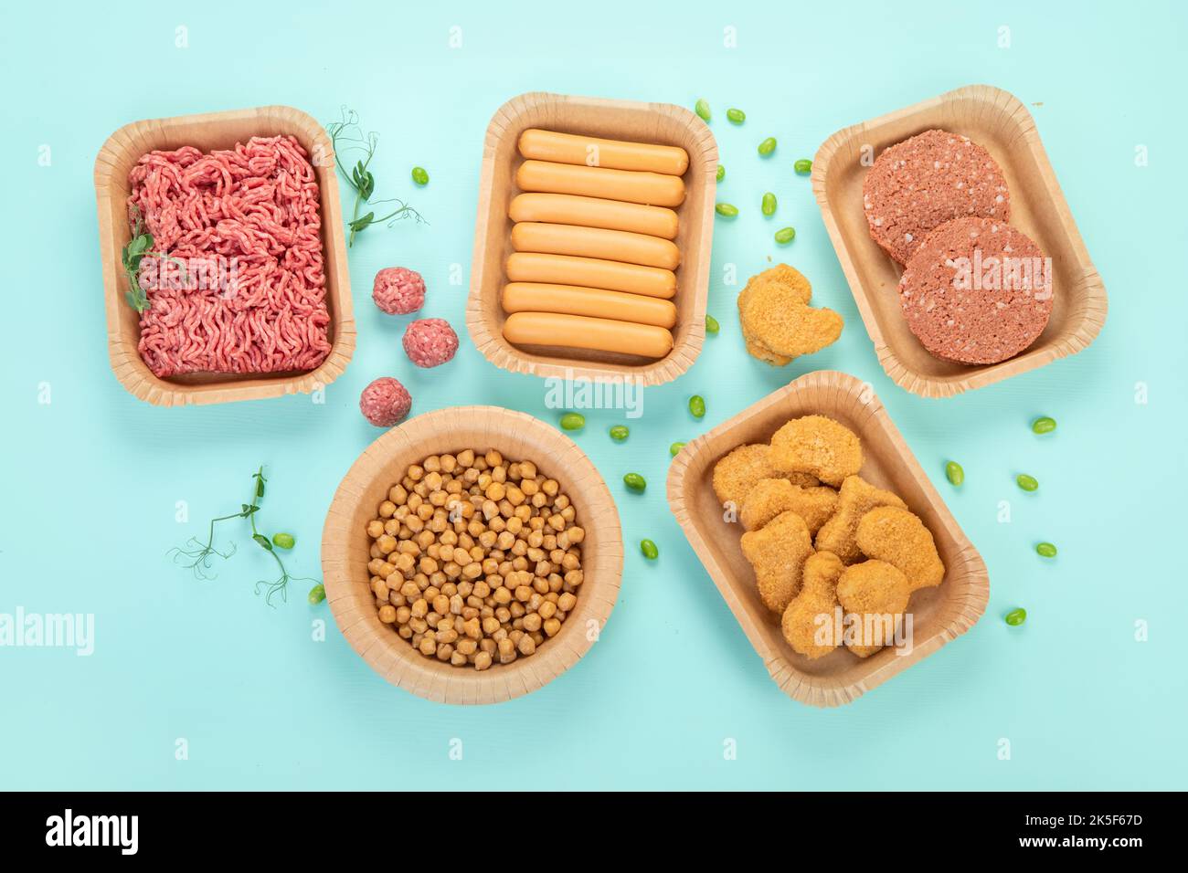 Variety of plant based meat. Plant based vegetarian alternative meat ...