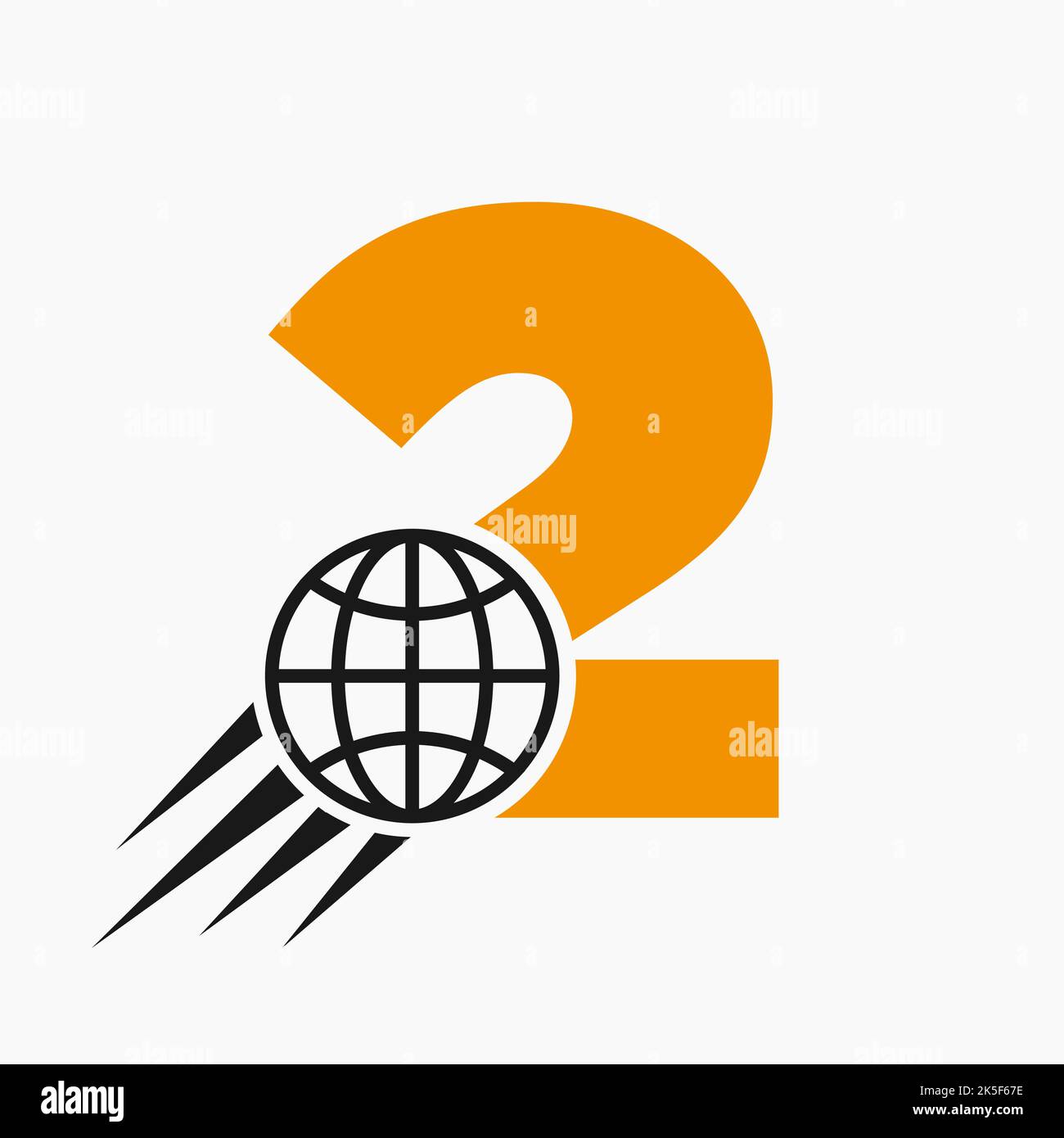Letter 2 Global Logo Concept With Moving World Icon. Global Logotype ...