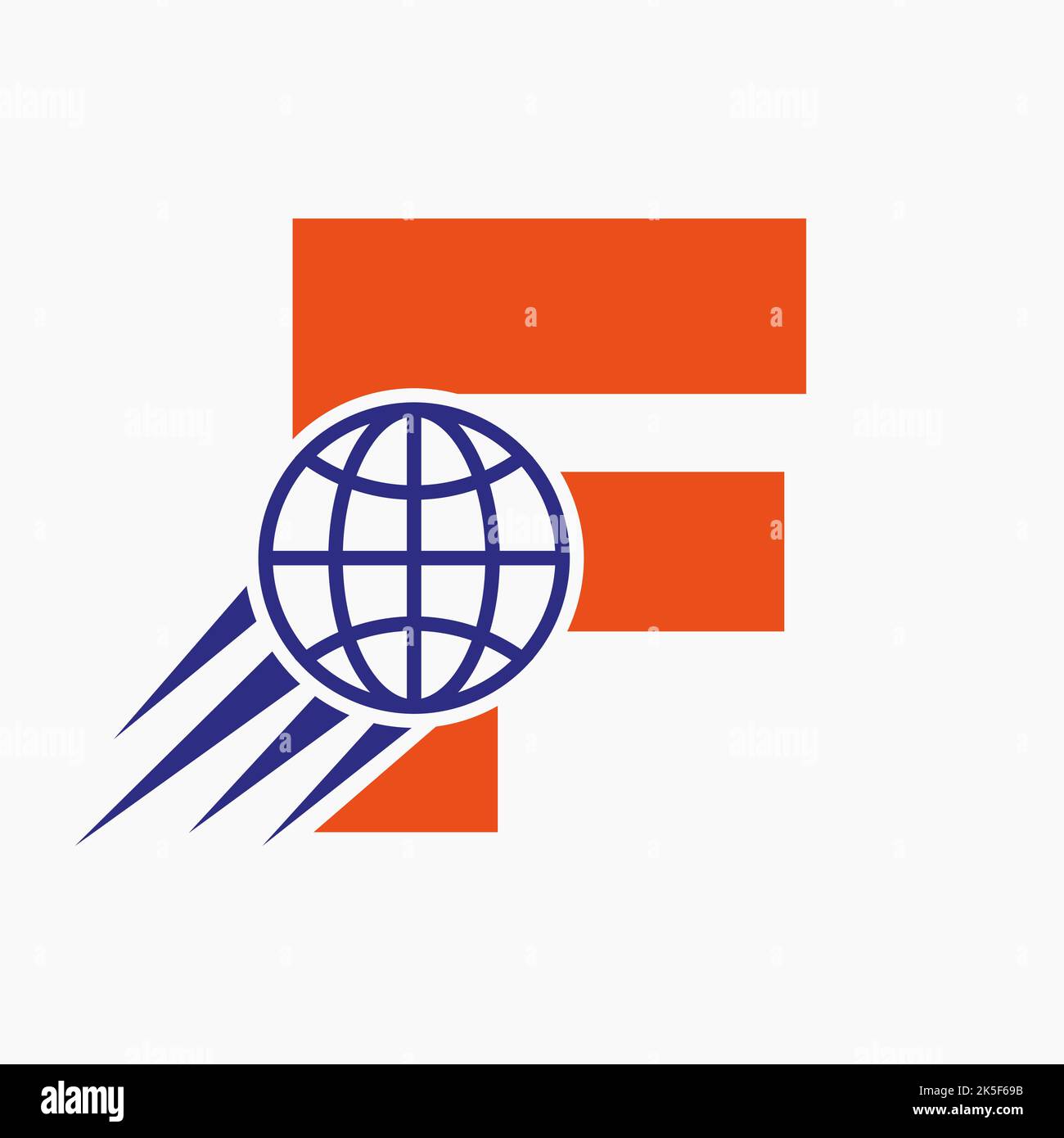 Letter F Global Logo Concept With Moving World Icon. Global Logotype ...