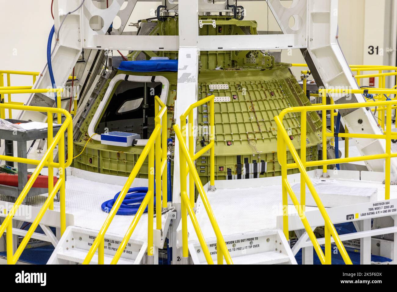 A close-up view of the Orion crew module for NASA’s Artemis III mission ...