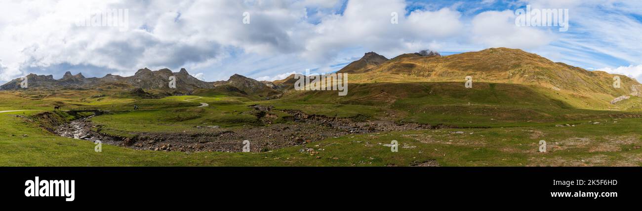 Pyrenean landscape, in the Ossau valley, in Béarn, France Stock Photo ...