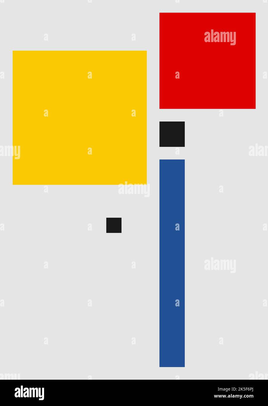 Modern poster template inspired by Mondrian. In neoplasticism style ...