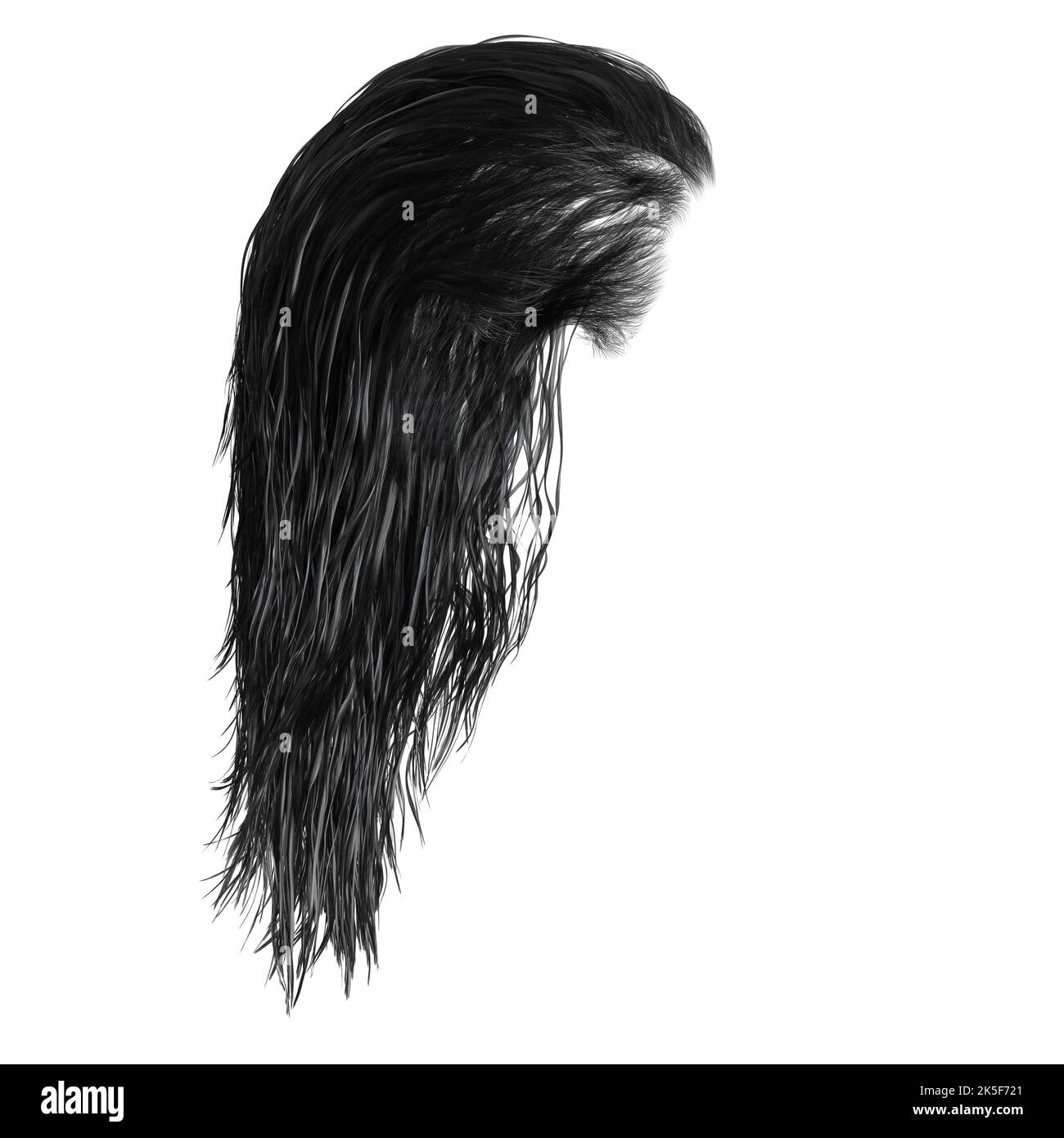 Fantasy long wet hair on isolated white background, 3D render, 3D ...
