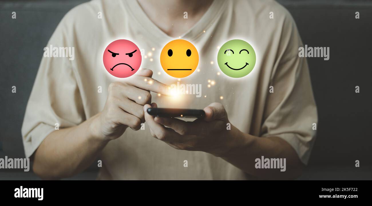 Chat and notification on smartphone with virtual feeling emoji social ...