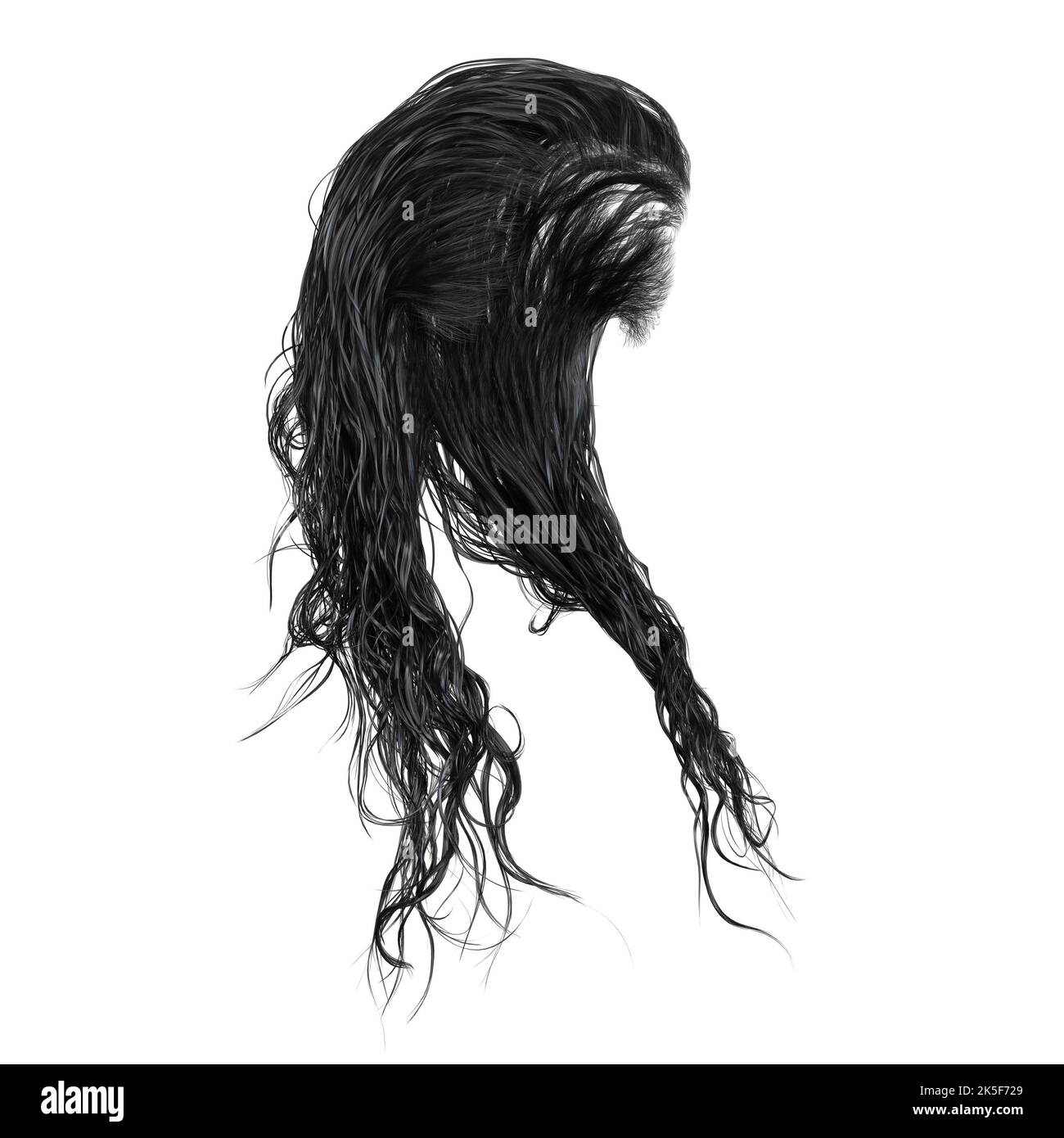 Fantasy long wet hair on isolated white background, 3D render, 3D ...