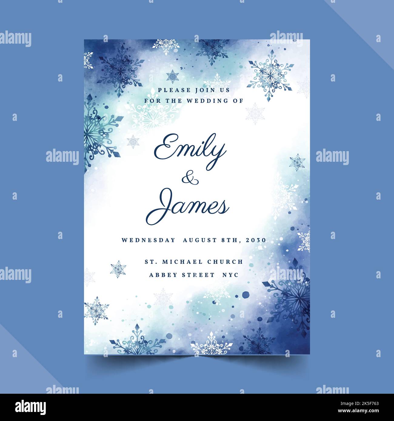 watercolor winter wedding invitation template vector design ...
