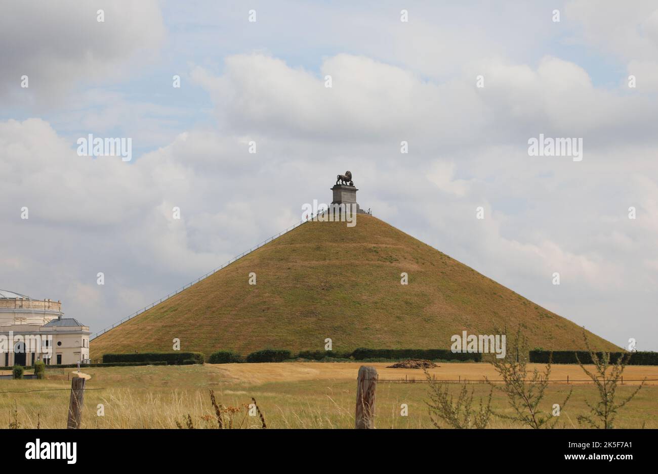 Waterloo, W, Belgium - August 17, 2022: Memorial with a statue of Lion ...