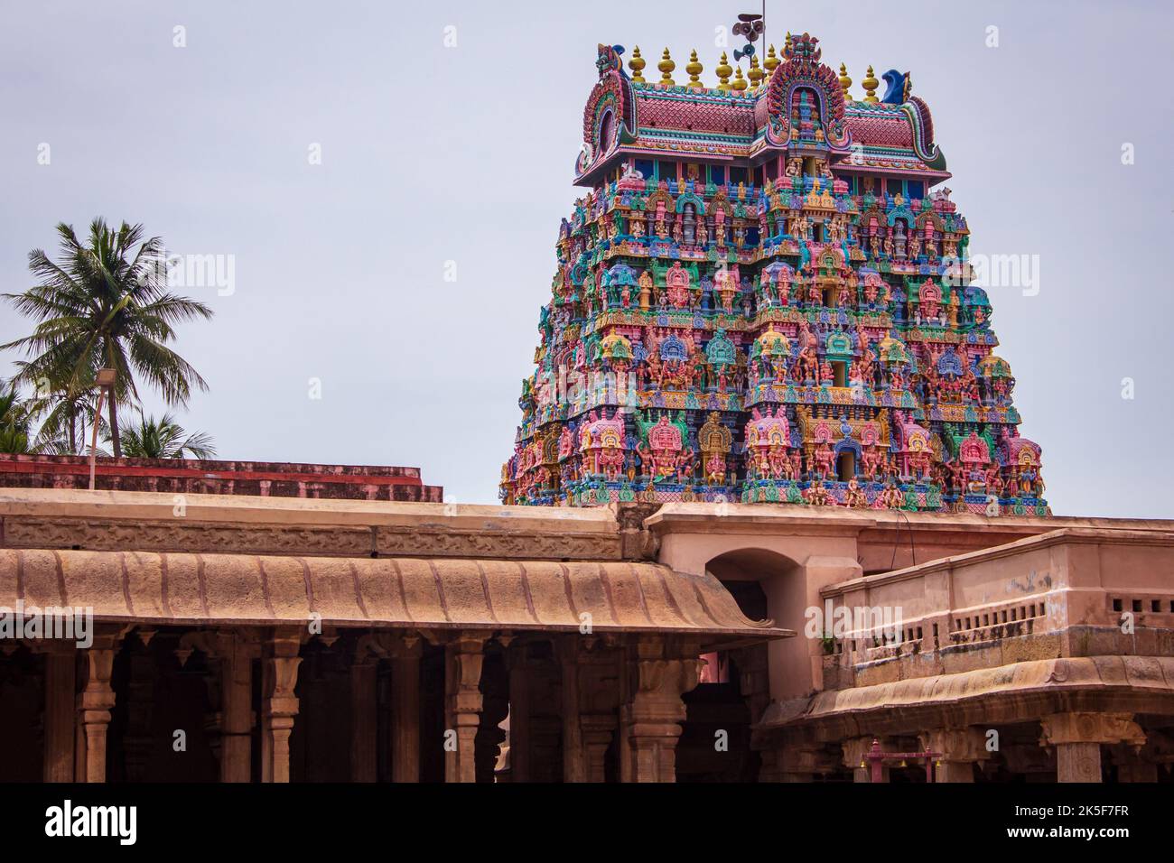 View of the one of the towers of Jambukeswarar Temple, Thiruvanaikaval ...