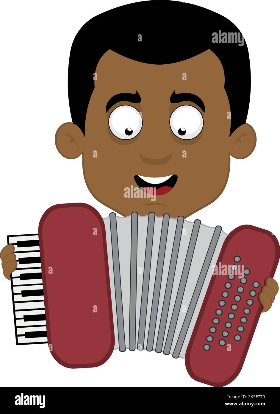 Vector illustration of the face of a bald man cartoon playing musical ...