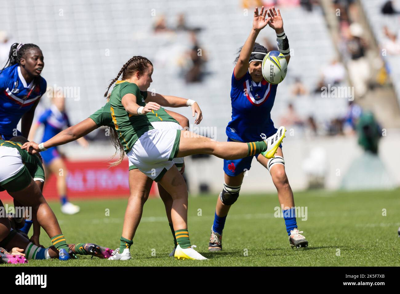 South Africa's Sizophila Solontsi with a clearing kick during to the ...