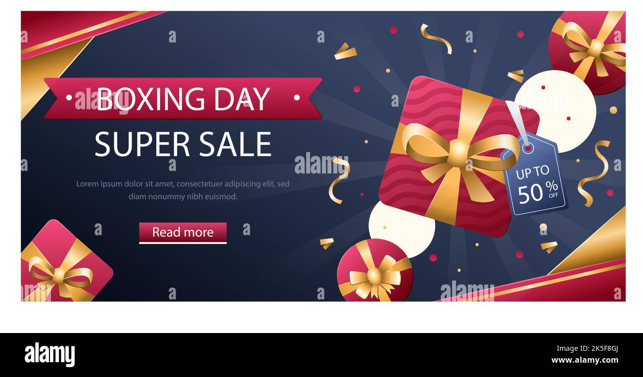 Gradient boxing day horizontal banner template Vector illustration ...