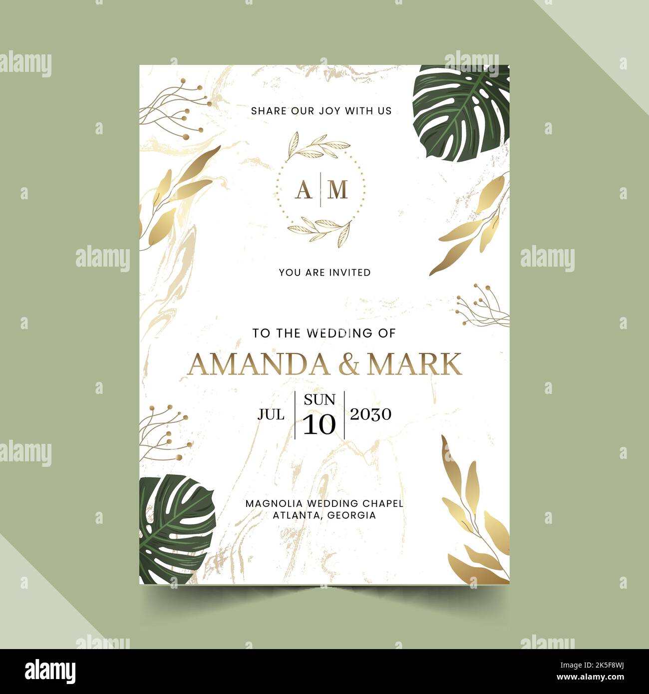 Golden wedding invitation hi-res stock photography and images - Alamy