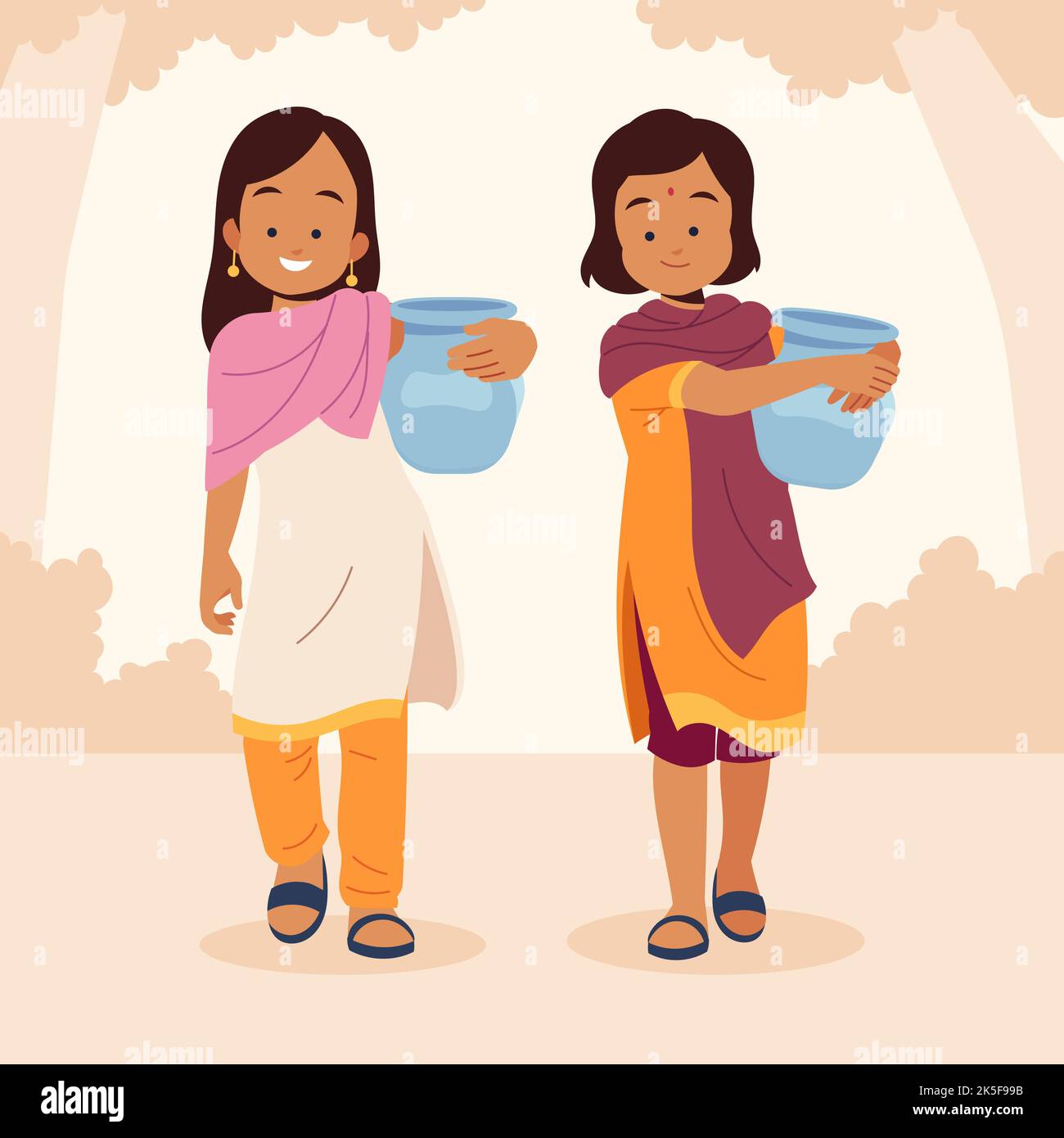 Green saree woman illustration hi-res stock photography and images - Alamy