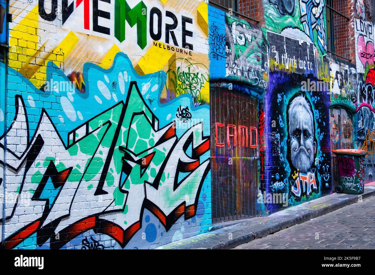 Colourful street art on Hosier Lane - Melbourne, Victoria, Australia ...