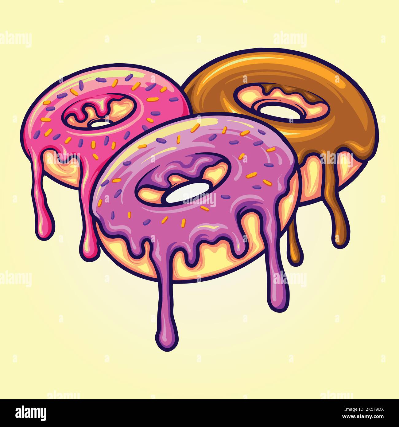 Delicious cute ring donut illustration vector illustrations for your ...