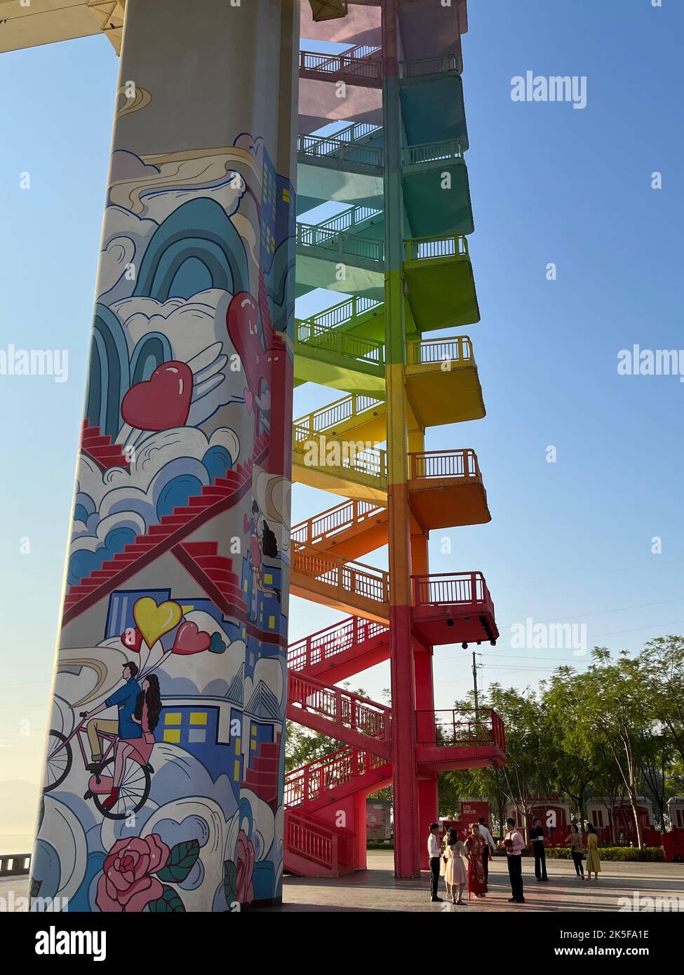 CHONGQING, CHINA - OCTOBER 3, 2022 - An eight-story "Rainbow Sky Ladder ...