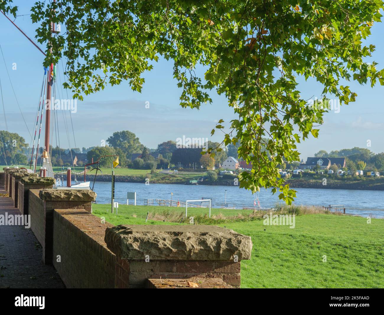 the village of grieth at the river rhine Stock Photo - Alamy