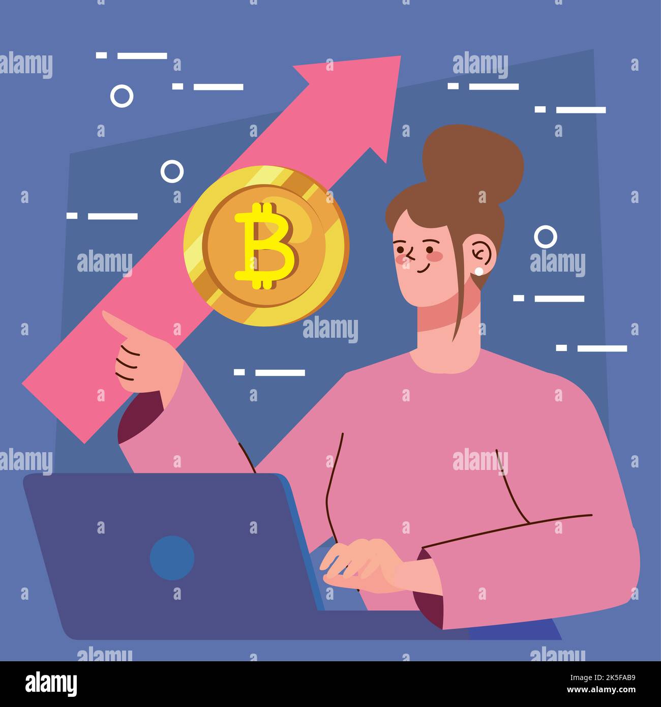 bitcoin with woman using laptop Stock Vector Image & Art - Alamy