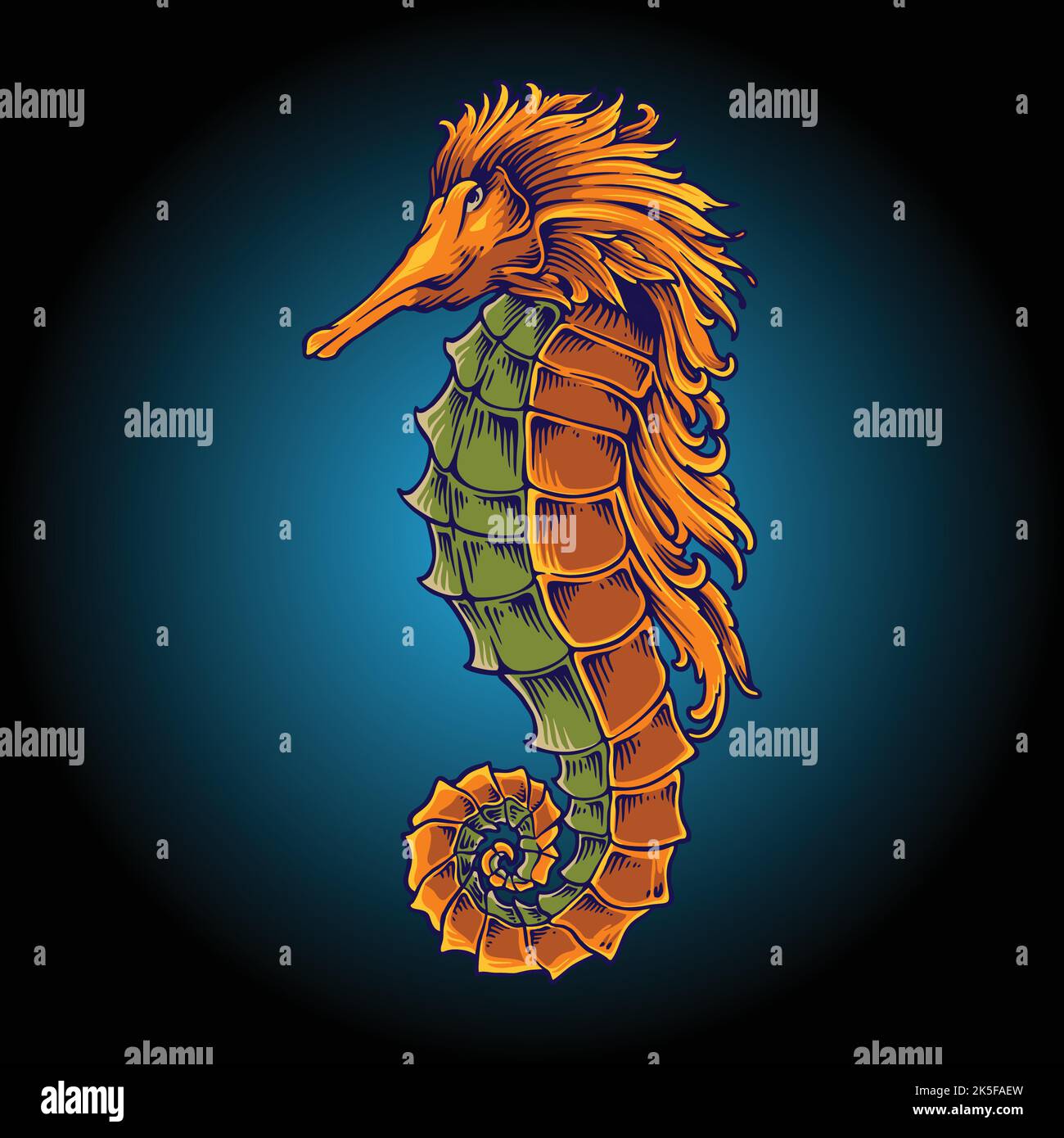 Ornamental seahorse Stock Vector Images - Alamy