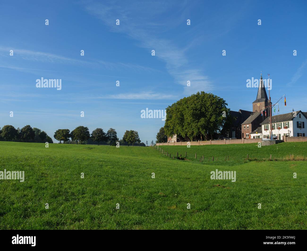 the village of grieth at the river rhine Stock Photo - Alamy
