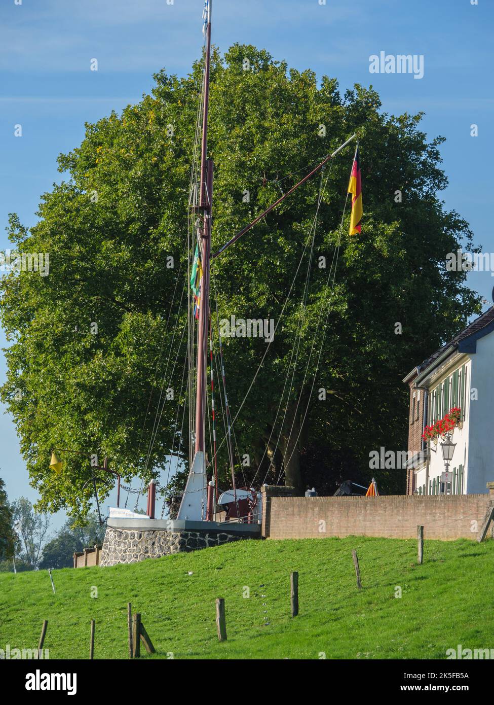 the village of grieth at the river rhine Stock Photo - Alamy