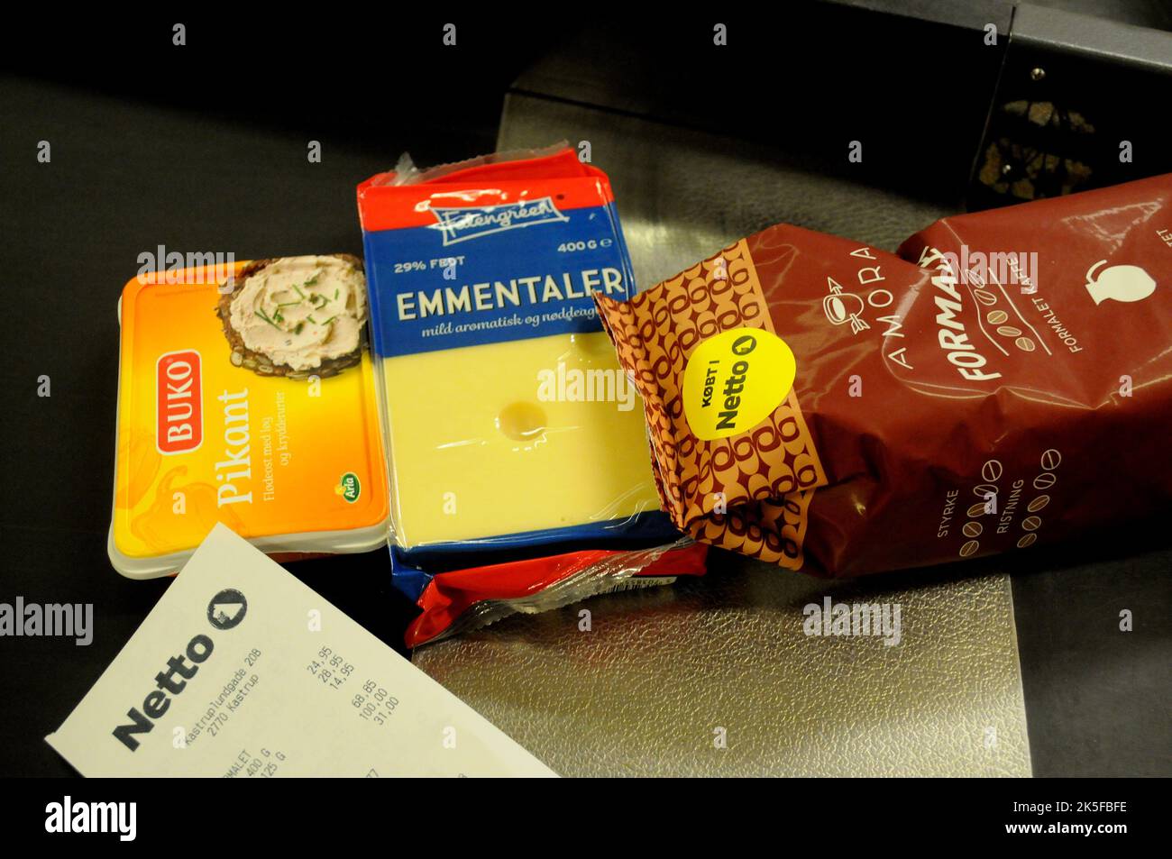 Copenhagen /Denmark/08 October 2022/ Grocery shoppers at grocery store ...