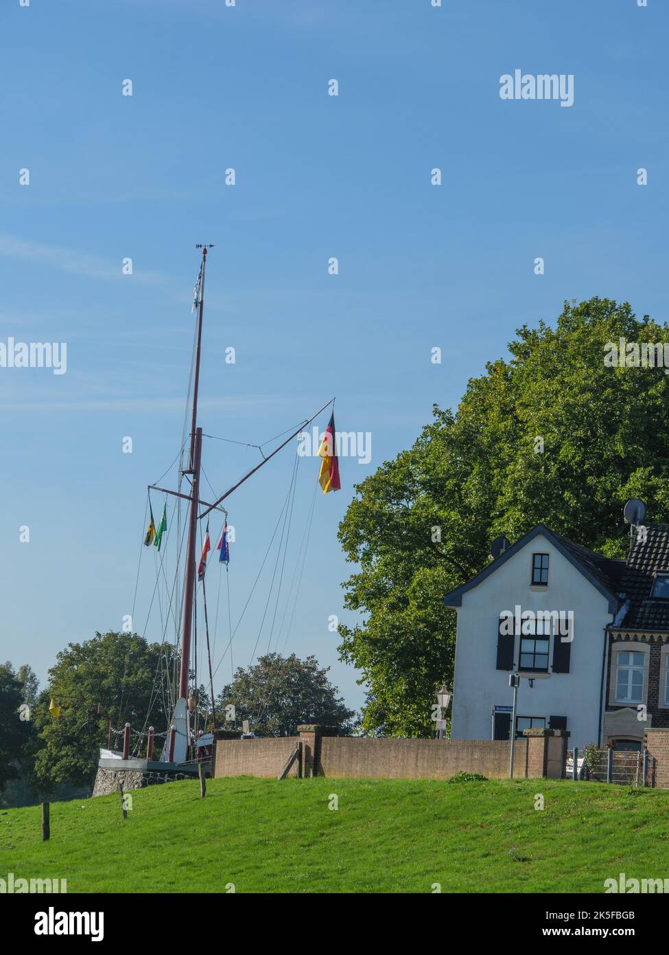 the village of grieth at the river rhine Stock Photo - Alamy