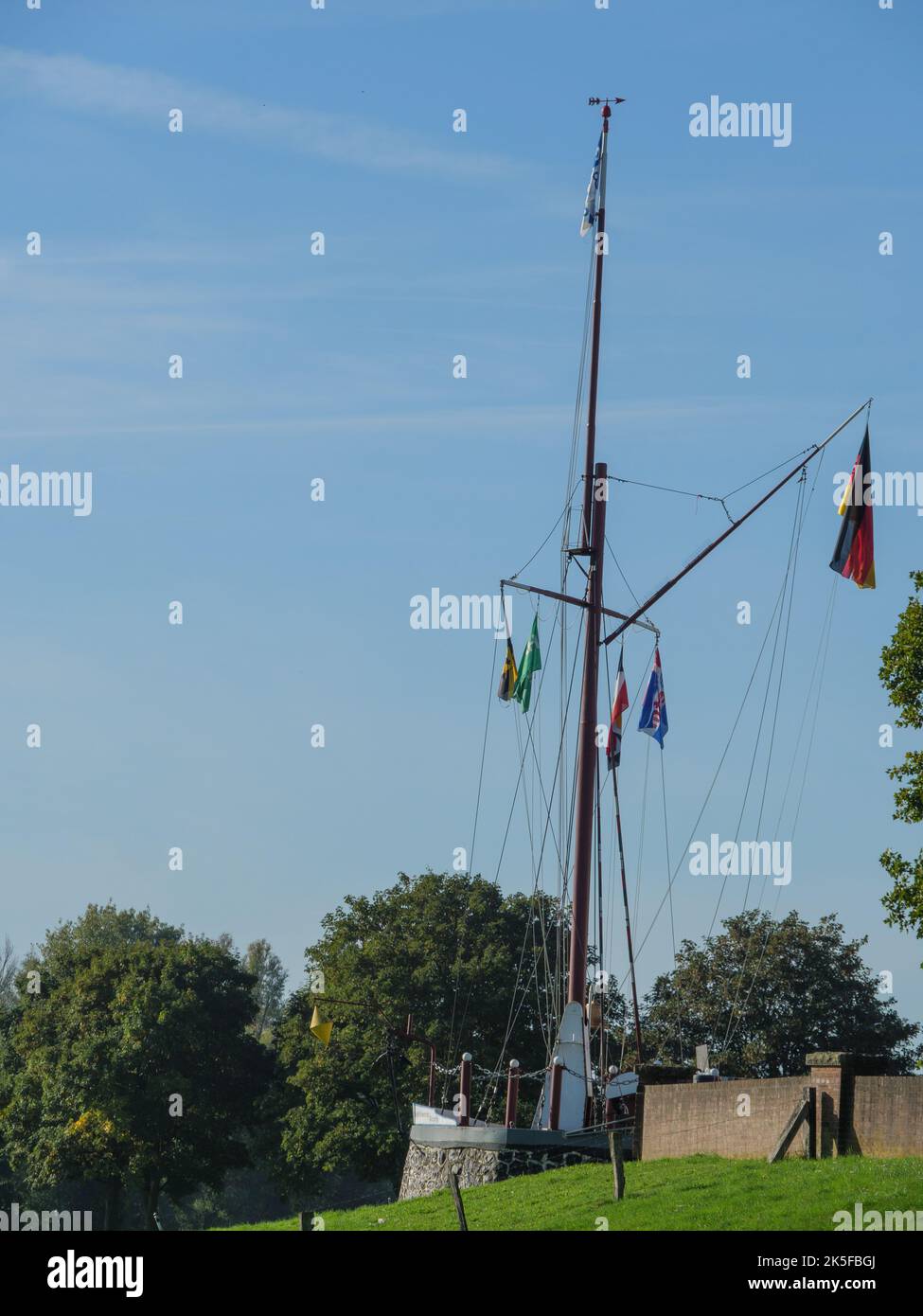 the village of grieth at the river rhine Stock Photo - Alamy