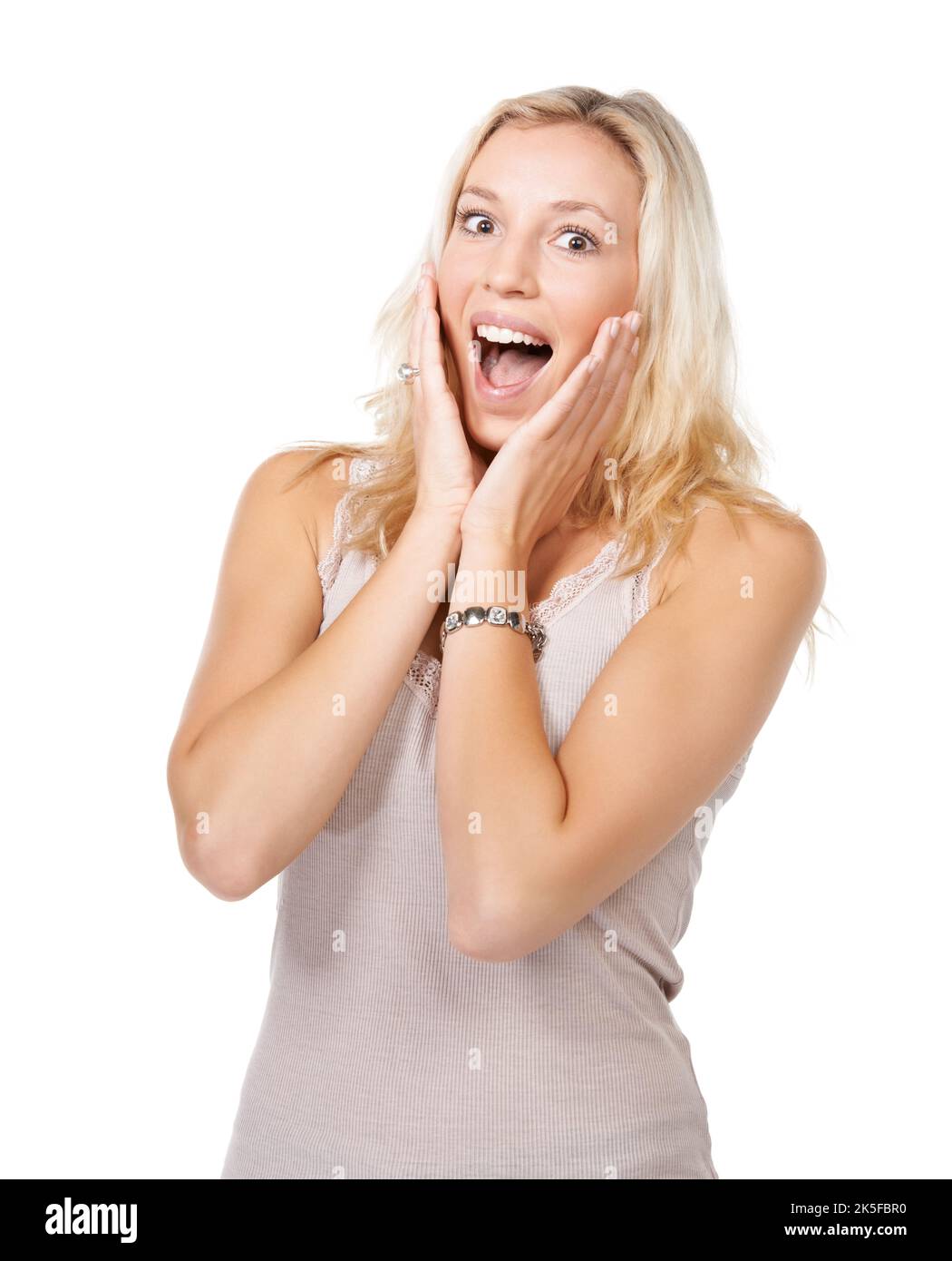 Im so surprised. A surprised young beauty isolated on a white ...