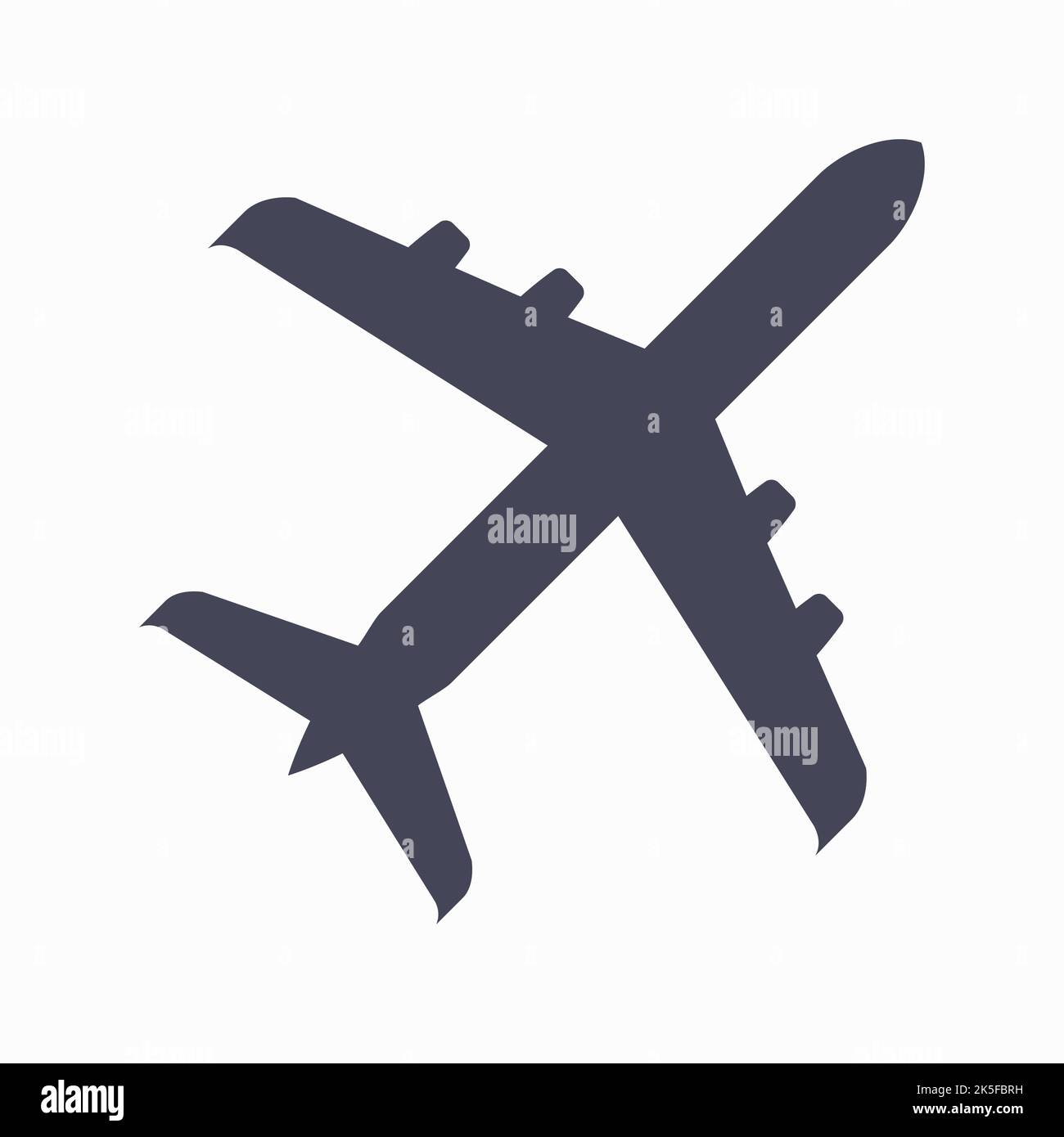 Passenger airliner silhouette. Aircraft top view icon. Flat vector ...