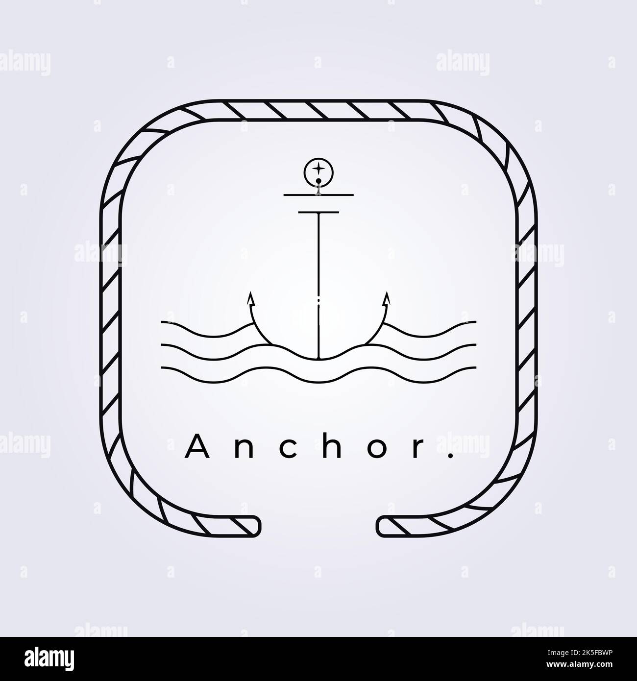 nautical anchor line art logo vector illustration design simple Stock ...