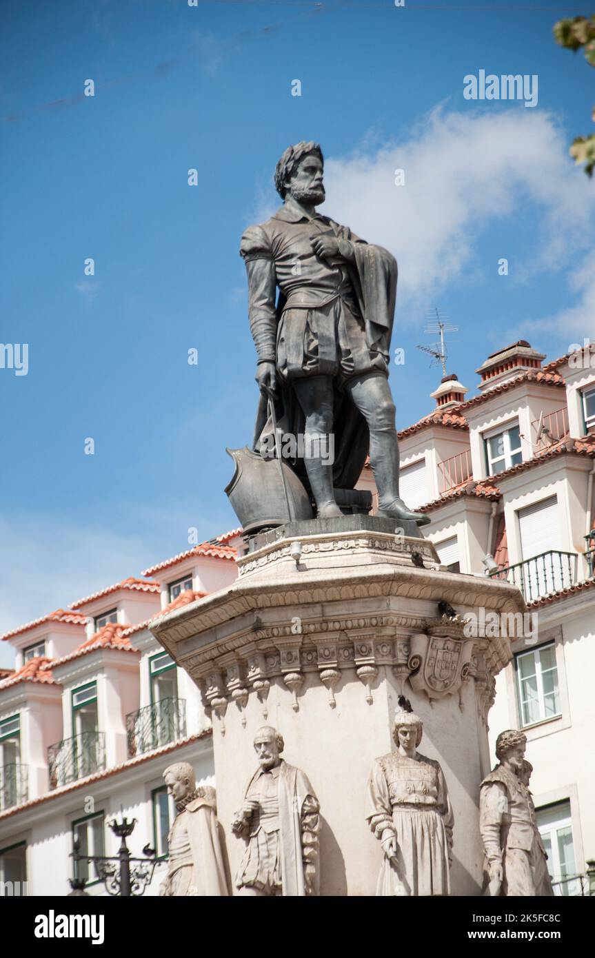 Statue of Luis de Camoes, Praca de Luis de Camoes, Lisbon, Portugal ...