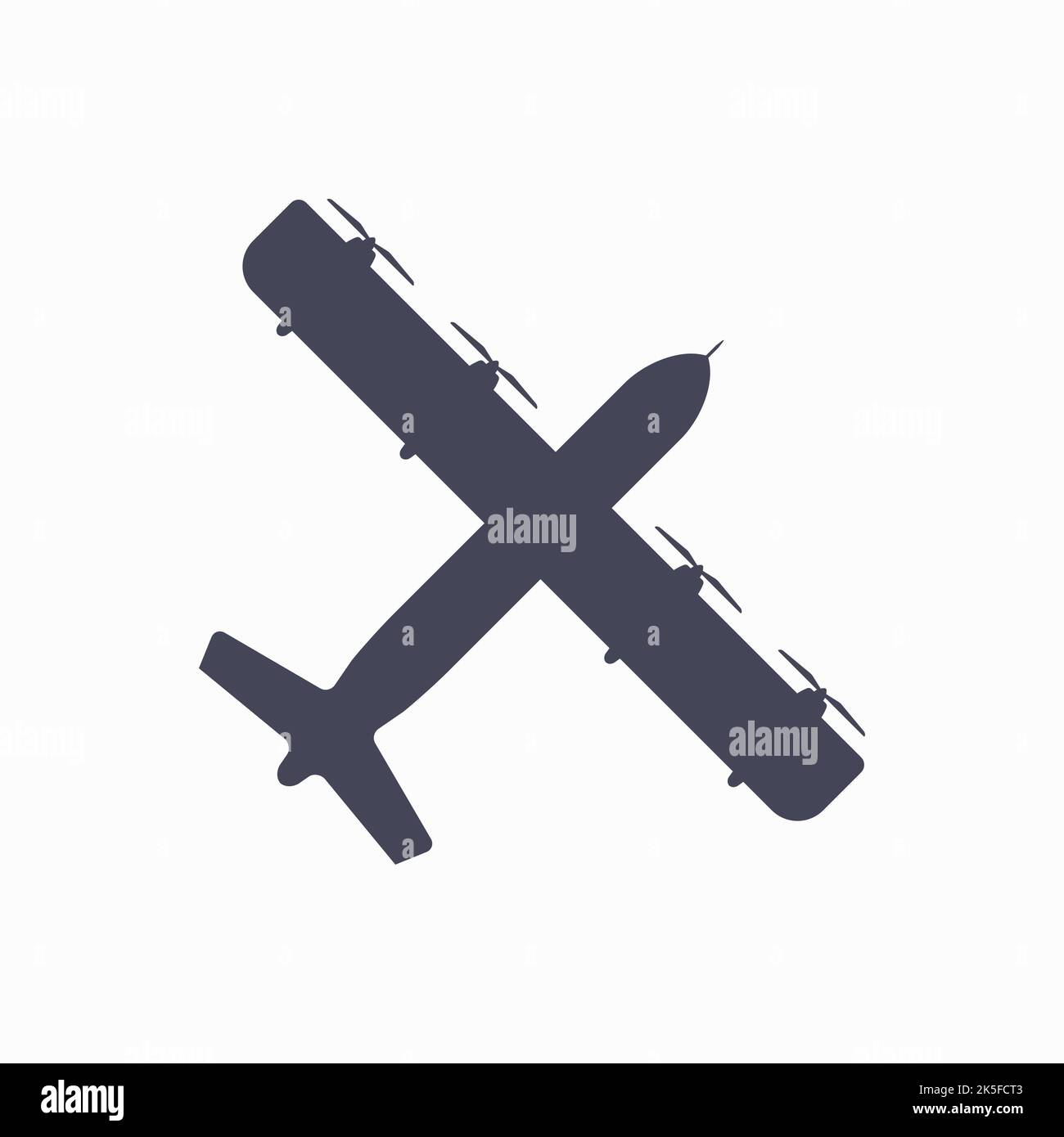 Propeller aircraft, four-engine bomber airplane silhouette. Aircraft ...