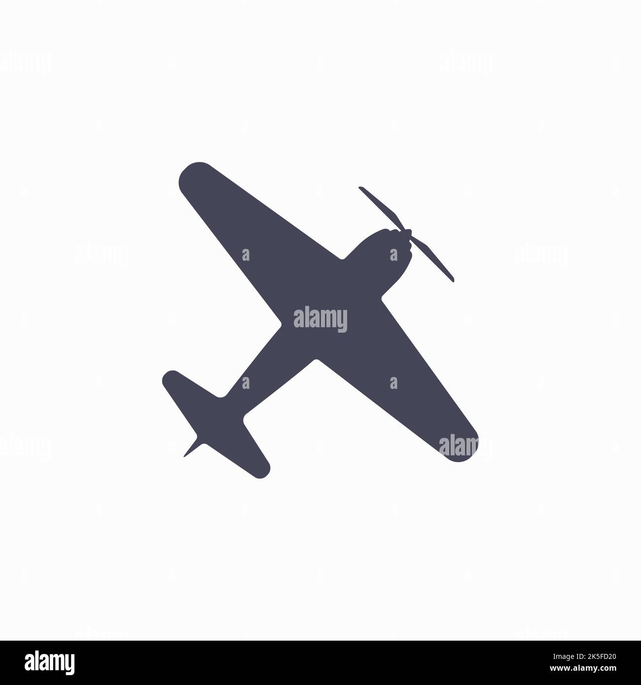 Private light propeller aircraft silhouette. Aircraft top view icon ...