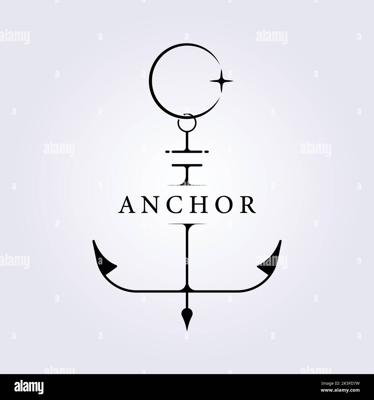 nautical anchor line art logo vector illustration design simple Stock ...
