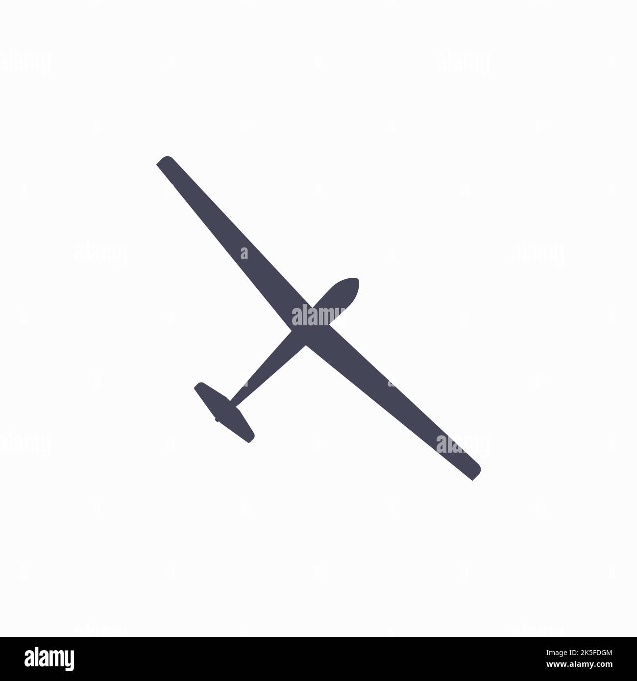 Non-motorized glider silhouette. Aircraft top view icon. Flat vector ...