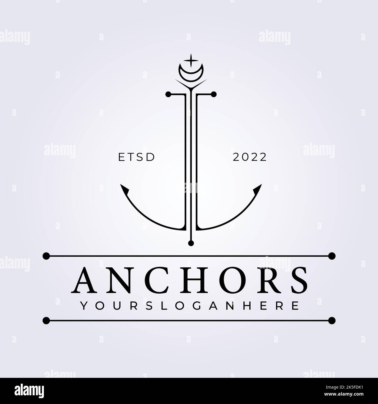 nautical anchor line art logo vector illustration design simple Stock ...