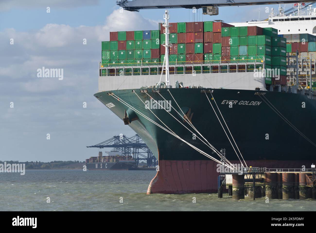 giant container ship being loaded at felixstowe docks felixstowe ...