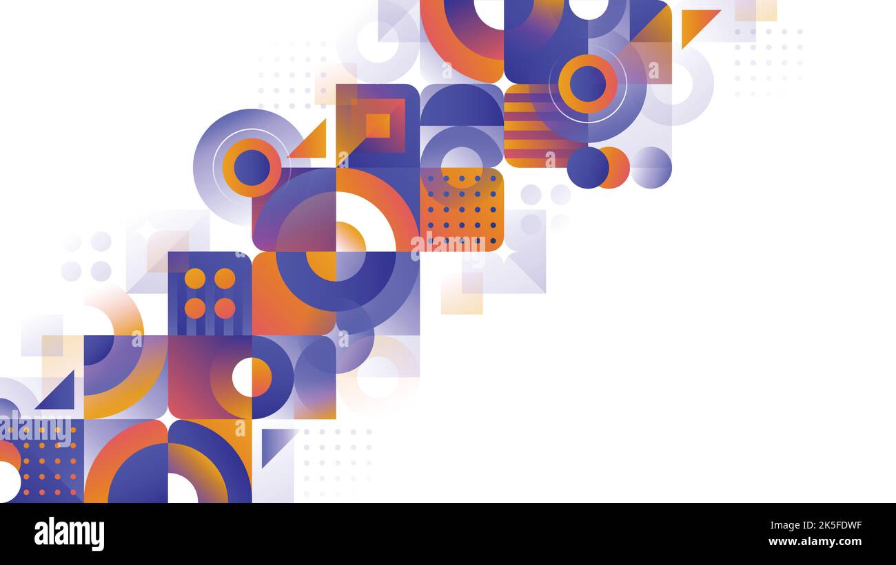 Modern design horizontal poster with bright colorful abstract geometric ...