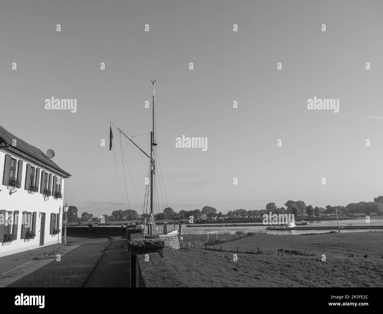 the village of grieth at the river rhine Stock Photo - Alamy